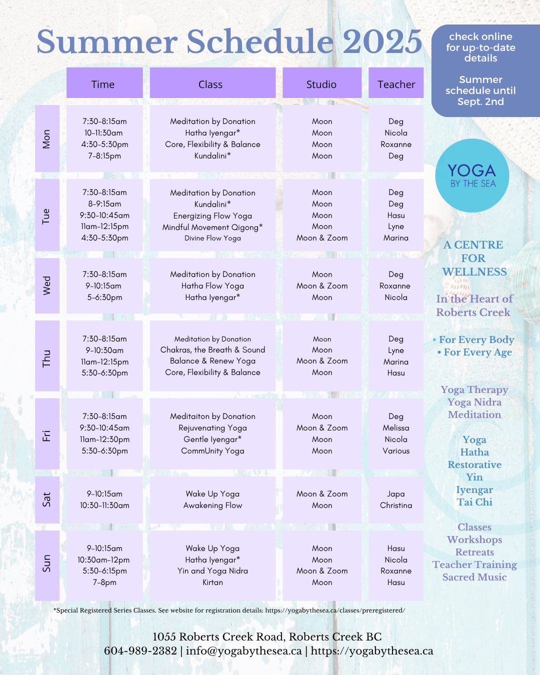 SUMMER SCHEDULE IG — Yoga By The Sea